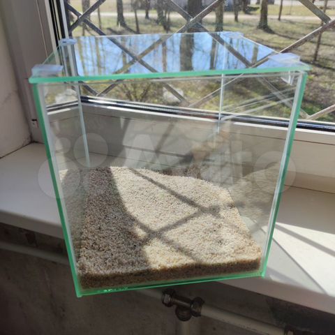 Аквариум-куб 14л+покрывное стекло+грунт 2л